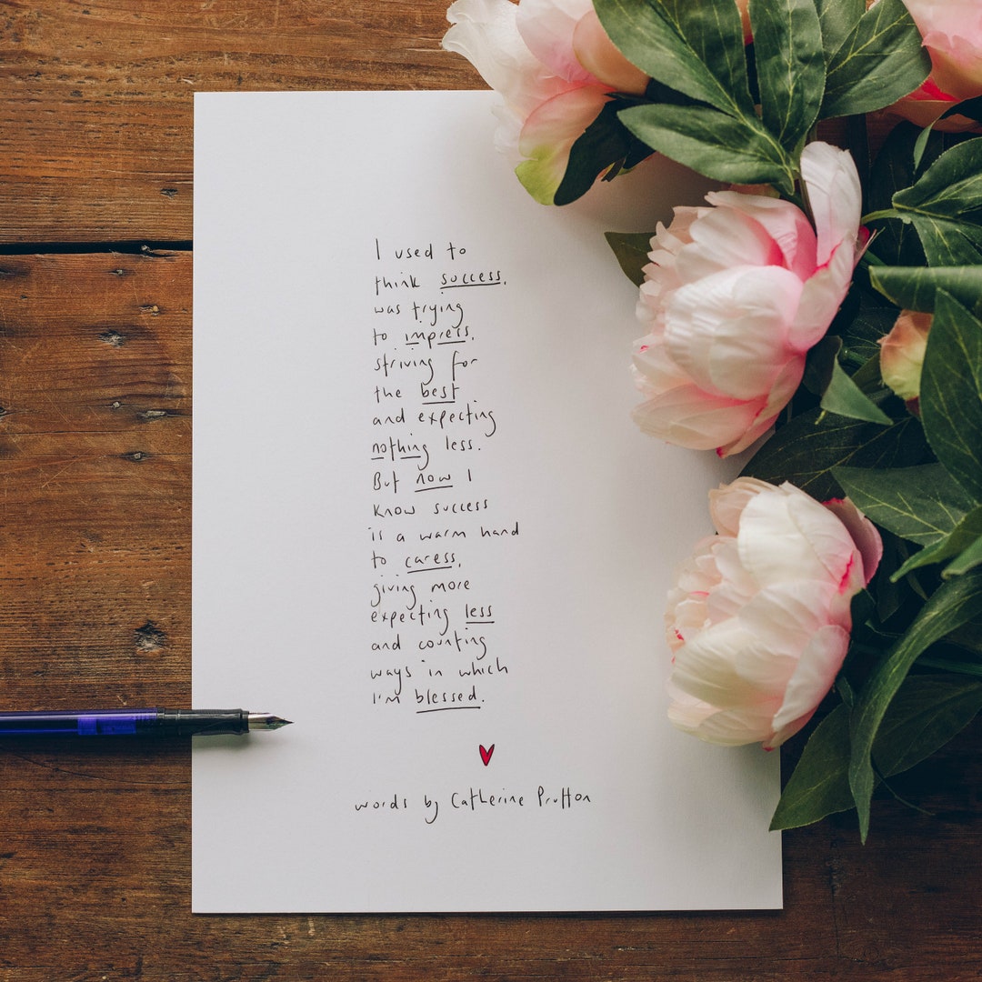 Success A4 Original Handwritten A4 Poem Print - Etsy
