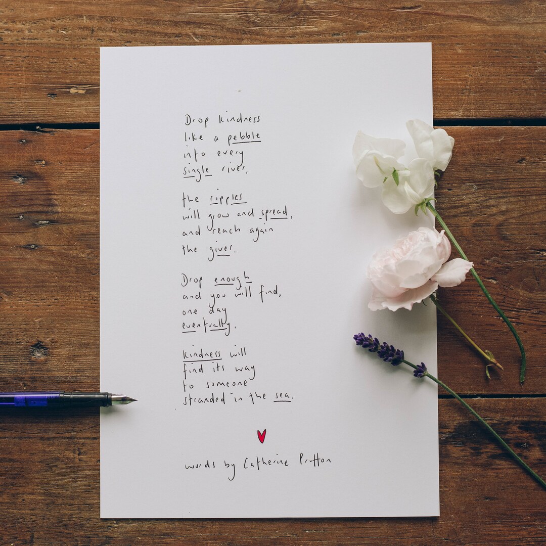 Drop Kindness A4 Original Handwritten Poem - Etsy