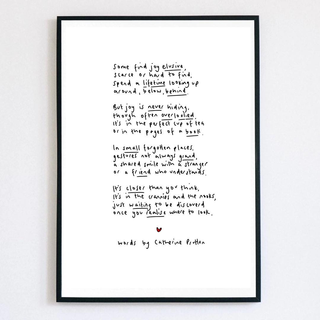Some Find Joy Elusive – Handwritten Poem Print by Catherine Prutton ...