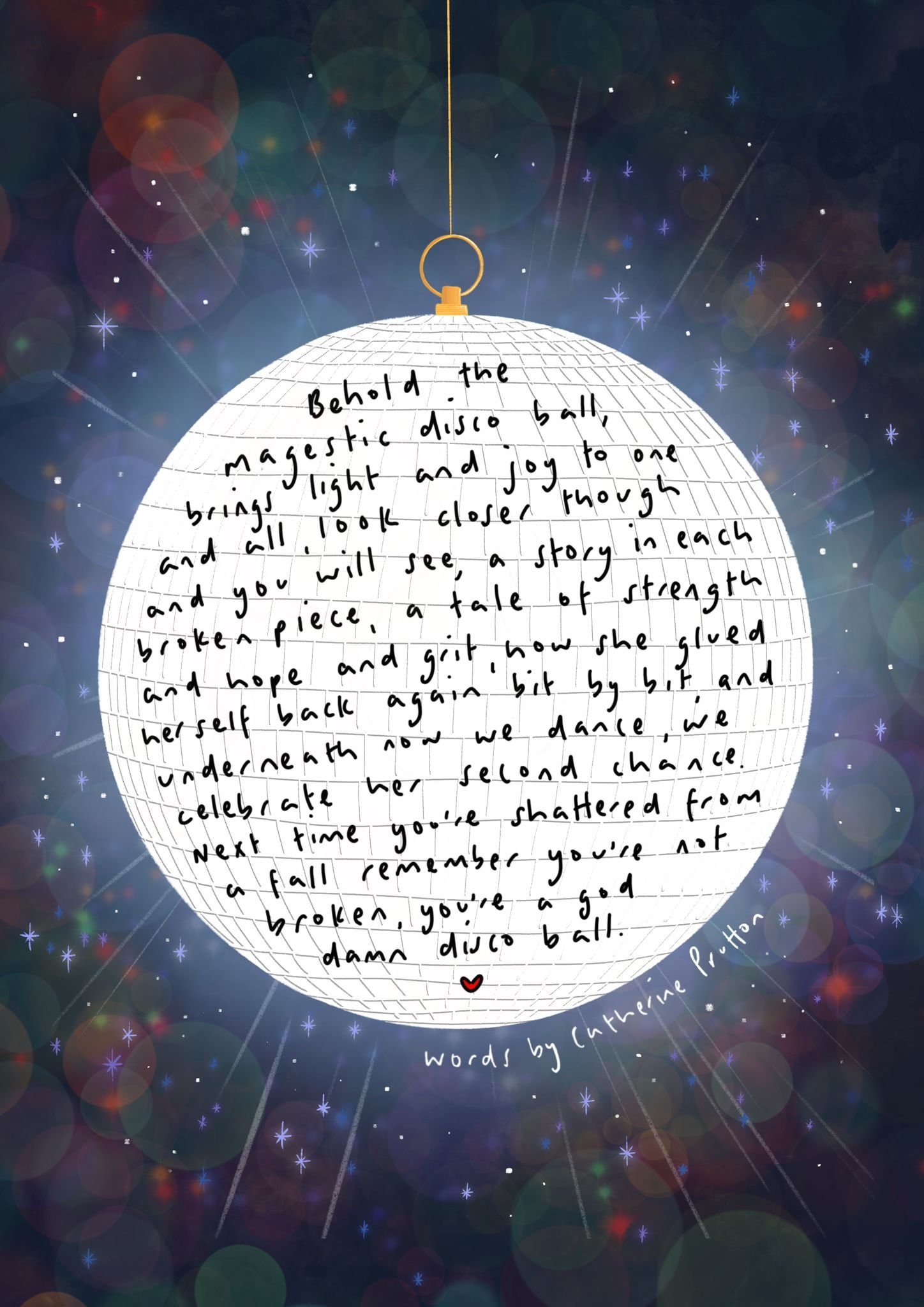 Disco Ball Illustrated Poem Prints - Etsy