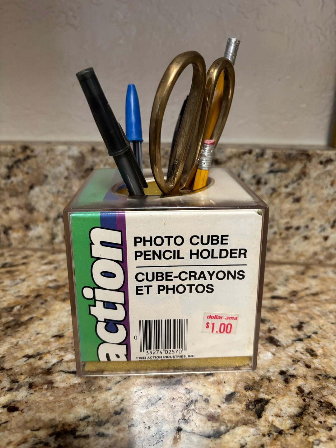 Vintage Retro Photo Cube Pencil Holder. 1983 Acrylic Product. Mid ...