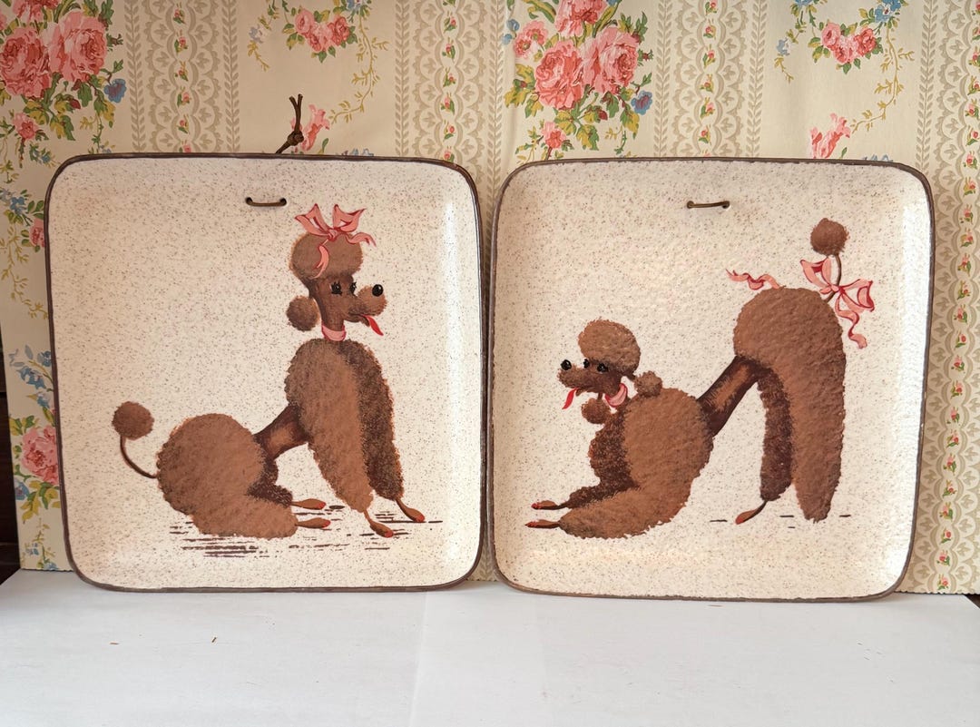 Vintage Handpainted Poodle Wall Plates, Helen Detar Art, Set of 2 - Etsy
