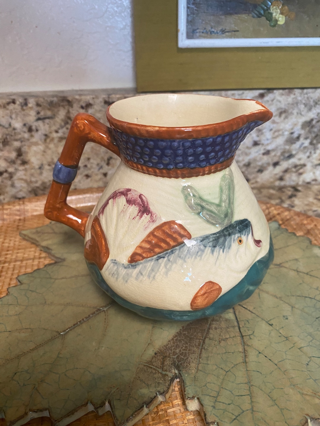 Majolica Fish Pitcher. Shorter Made in England. Antique Vintage - Etsy