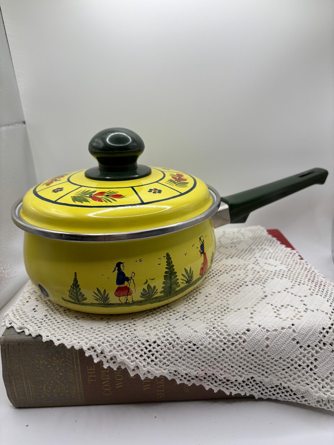 HB Henriot Quimper Sauce Pan, Enamelware Coating, Made Germany. Yellow ...