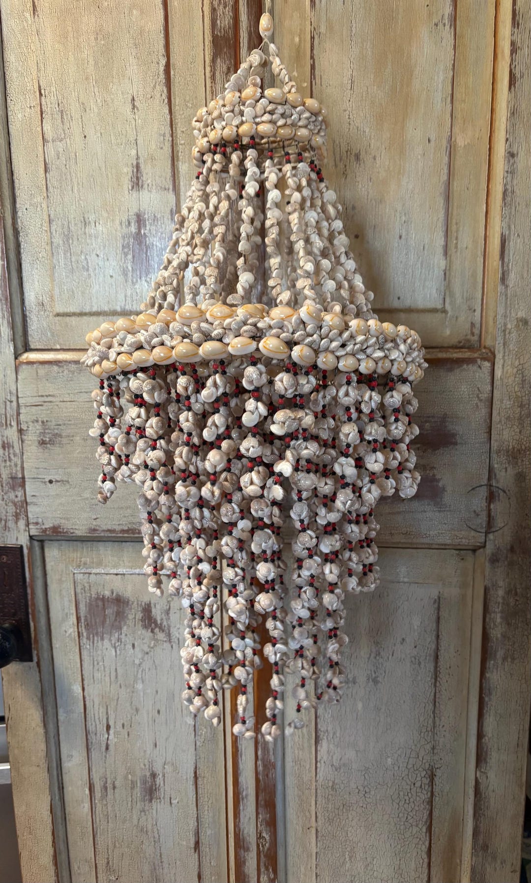 Seashell Hanging Decor. Vintage Cowrie Shell Chandelier. Boho, MCM ...