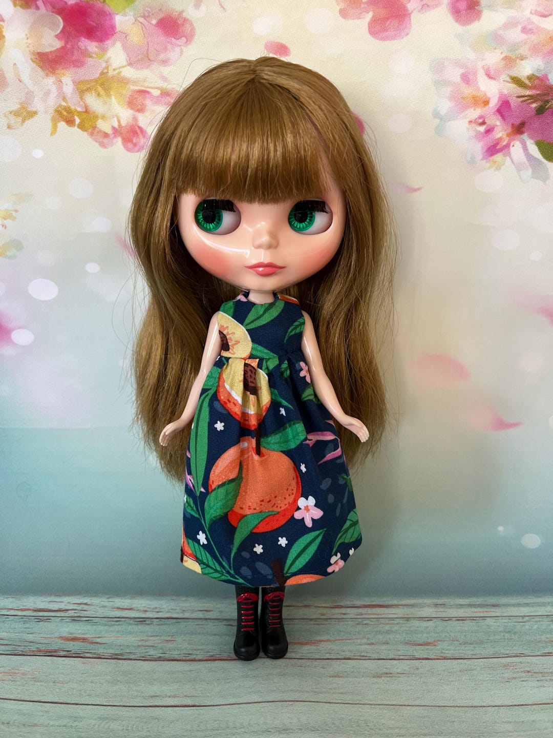 Blue Doll Dress With Peaches on Print. Perfect for Christmas! to Fit ...