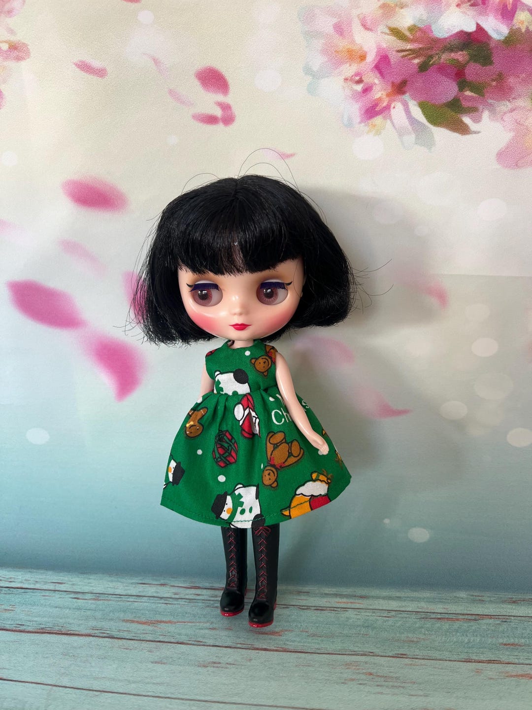 Green Doll Dress With Christmas Print! to Fit Dolls Such as Middie ...