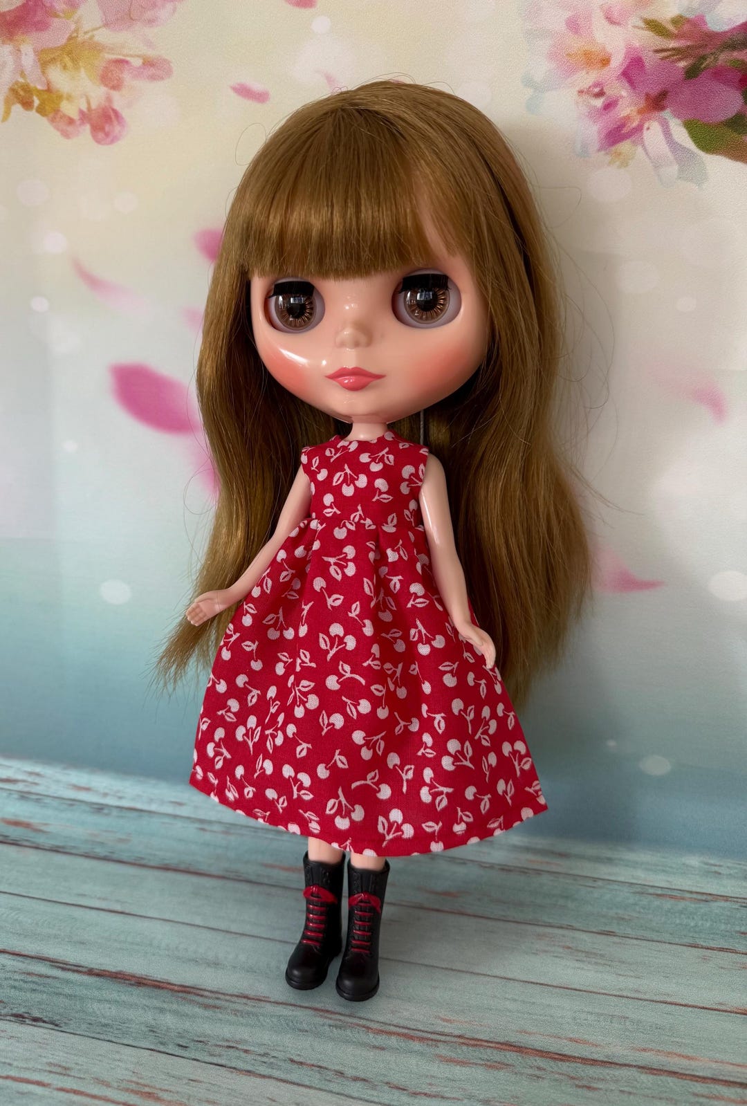 Red Doll Dress With Cherries on Print! to Fit Pullip and Blythe Dolls ...