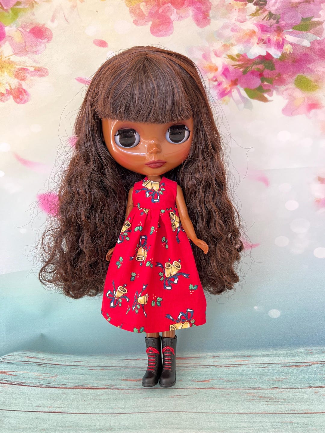 Red Doll Dress With Bells on Print. Perfect for Christmas! to Fit ...