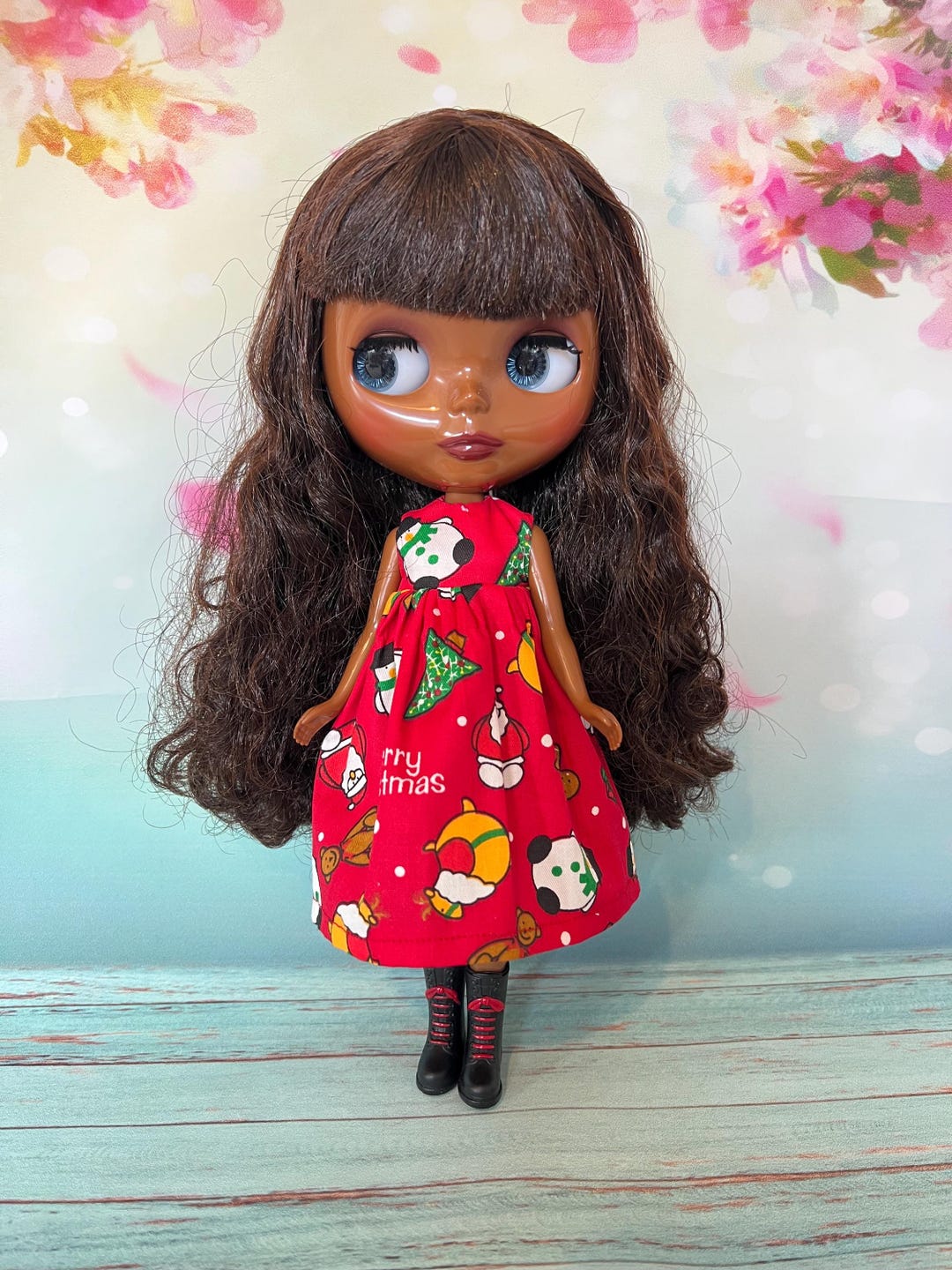 Red Doll Dress With Santa on Print. Perfect for Christmas to Fit Pullip ...