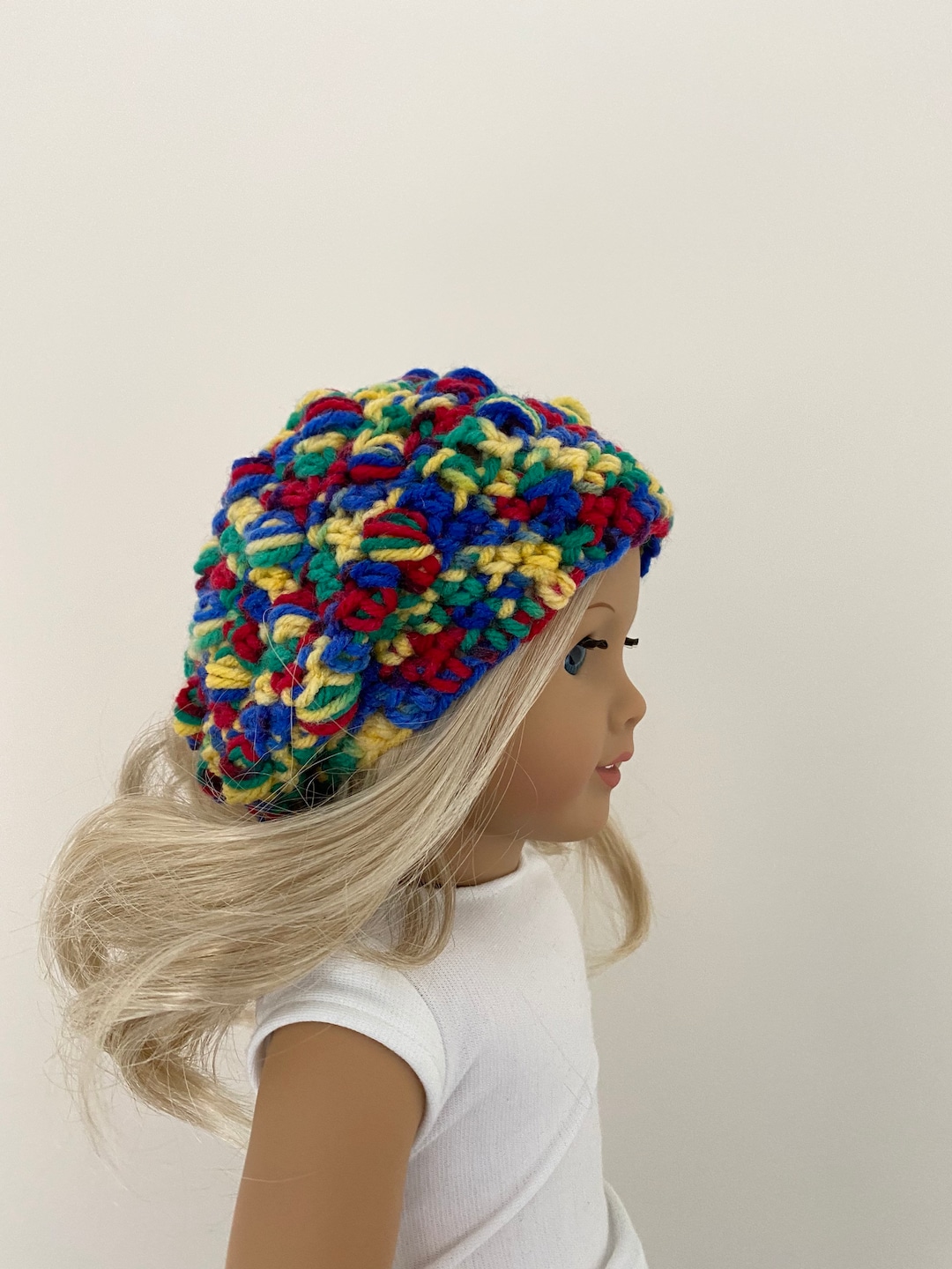 Bright Multi Coloured Doll Hat Ready for Winter Fits 18 Inch Dolls Such ...