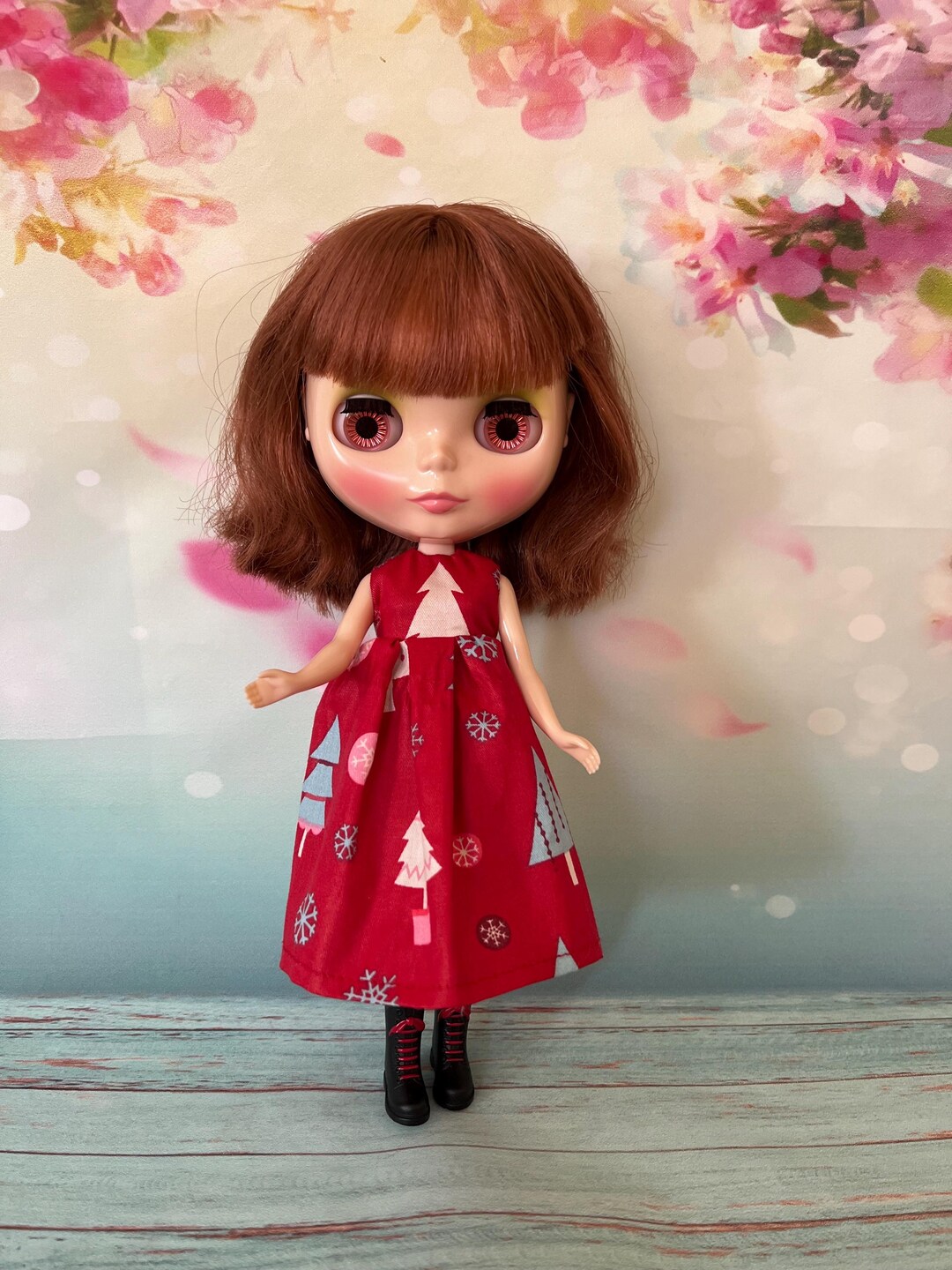 Red Doll Dress With Trees on Print. Perfect for Christmas! to Fit ...
