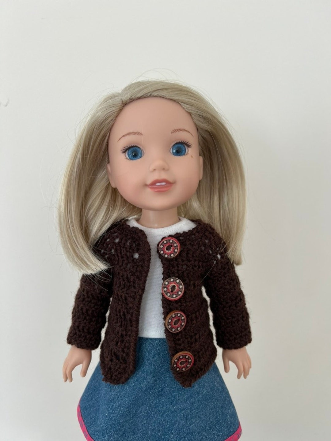 14.5 Inch Doll Cardigan. Hand Crocheted Cardigan for 14.5" Doll Such as ...