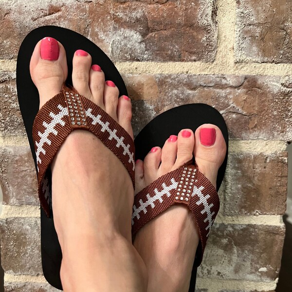 Football Flip Flops - Etsy