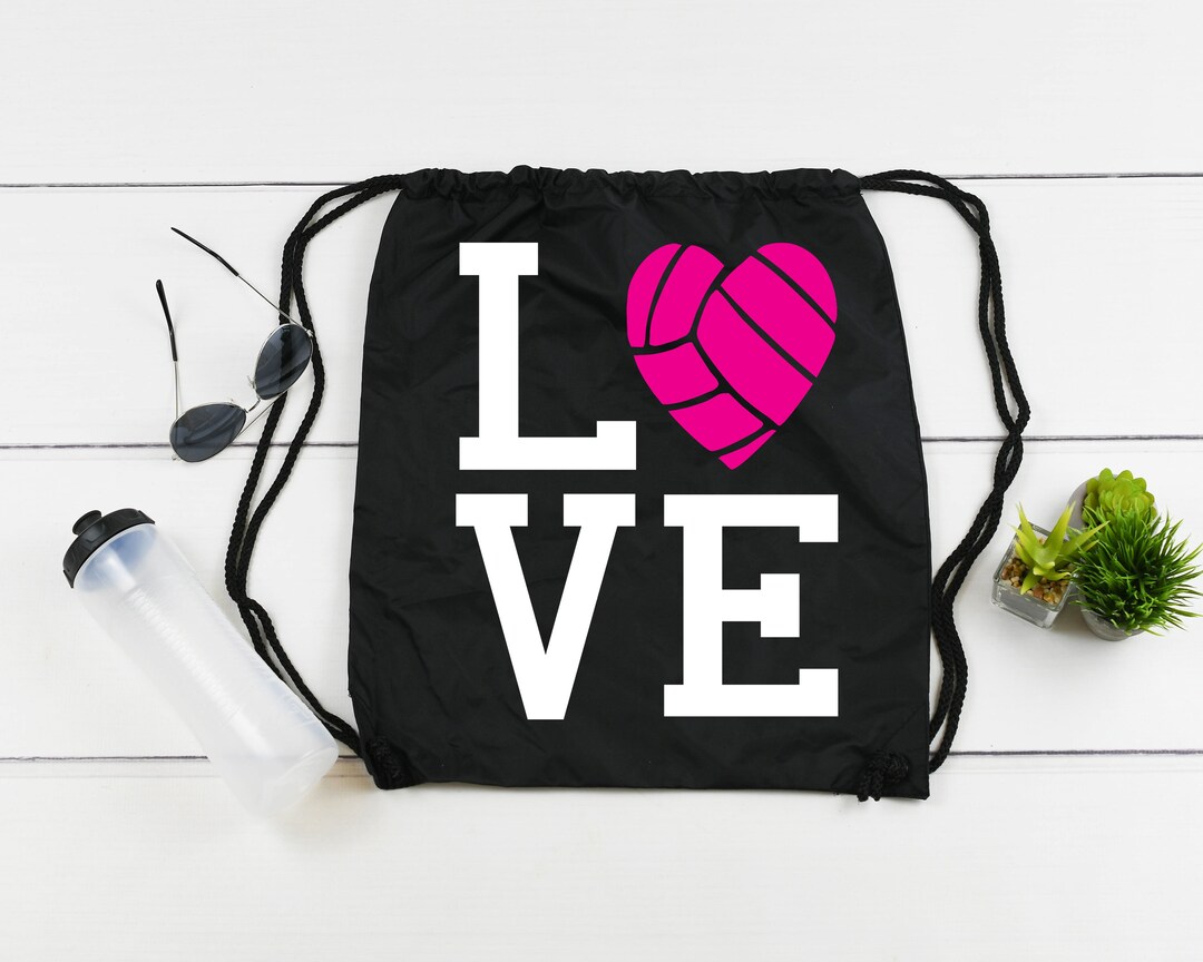 Volleyball Cinch Sack Love Volleyball Canvas Drawstring Premium Quality ...