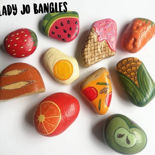 Food Painted Stones - Etsy