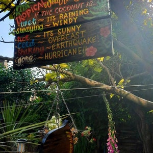 Tropical Garden Sign, Hand Painted Weather Station Bar Sign, Hawaiian ...