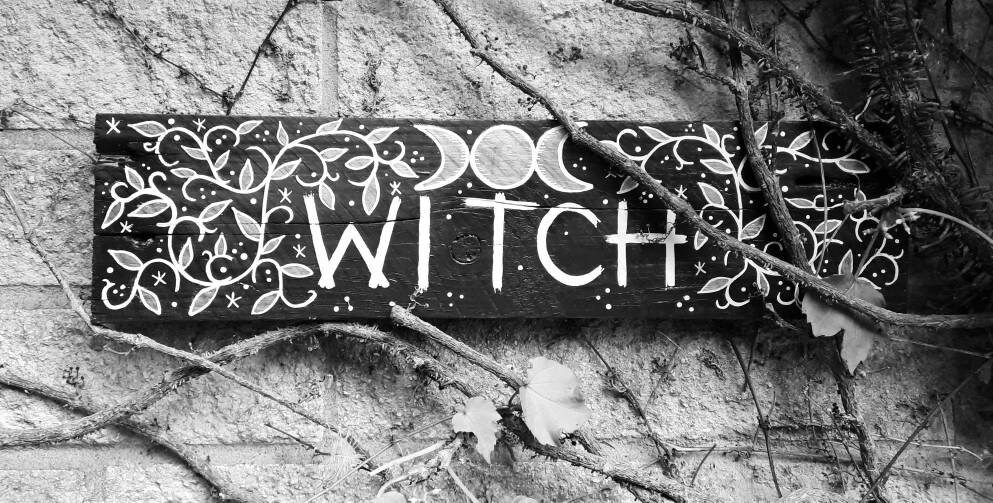 Hand Painted Witch Nature Sign, Moon Child, Witchcraft Halloween Sign ...