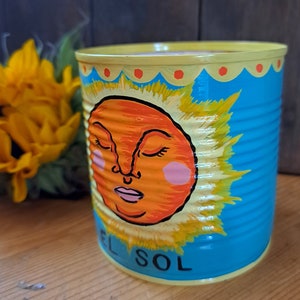 El Sol the Sun Mexican Loteria Hand Painted Candle Tin Can Gift ...