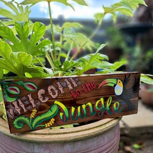 Hand Painted Tropical Garden Sign, Tiki Bar Sign Welcome to the Jungle ...