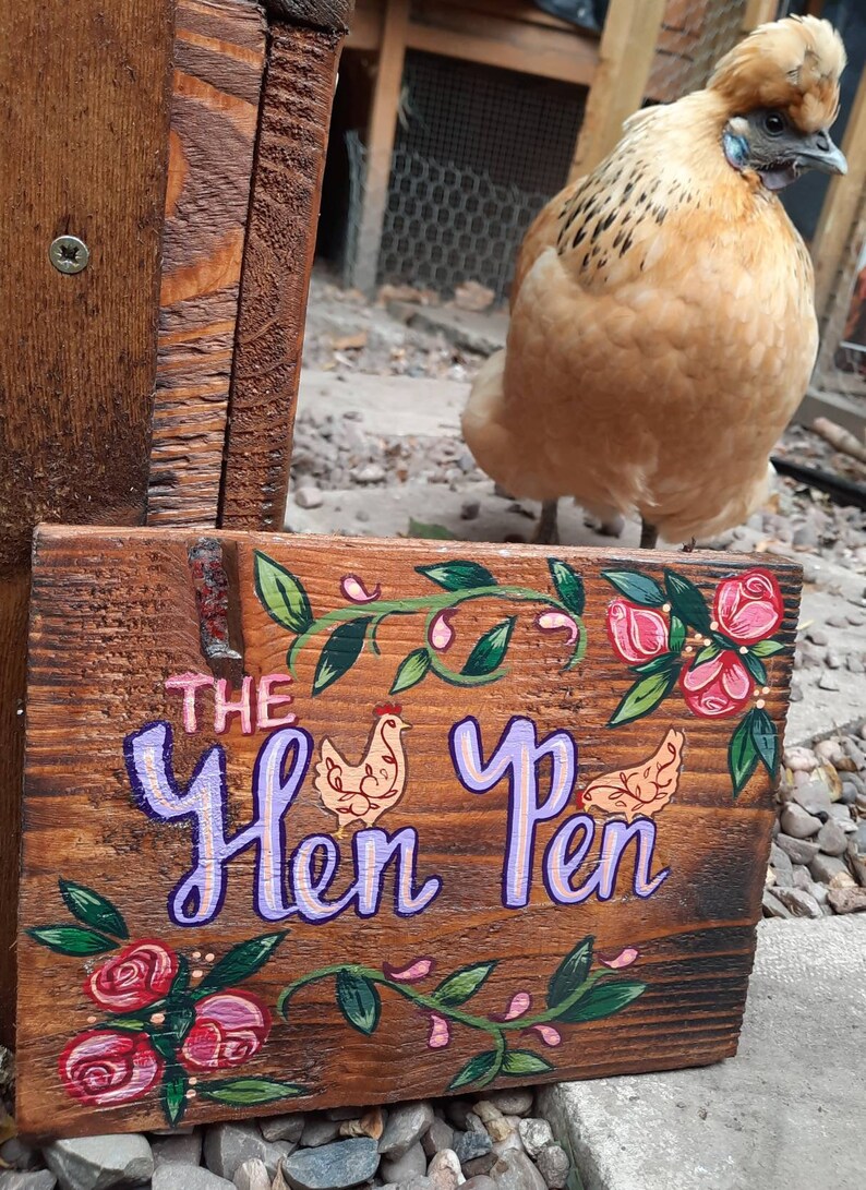 Hand Painted Chicken Coop Sign, the Hen Pen, Poultry, Back Garden Hens ...