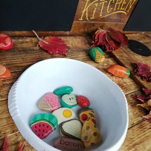 Food Stones Set of 10 Hand Painted for Mud Kitchen Early Years Outdoor ...