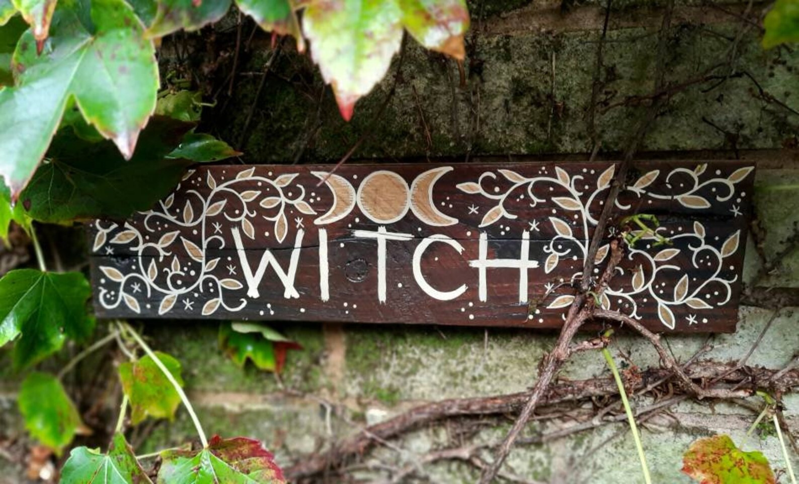Hand Painted Witch Nature Sign, Moon Child, Witchcraft Halloween Sign ...