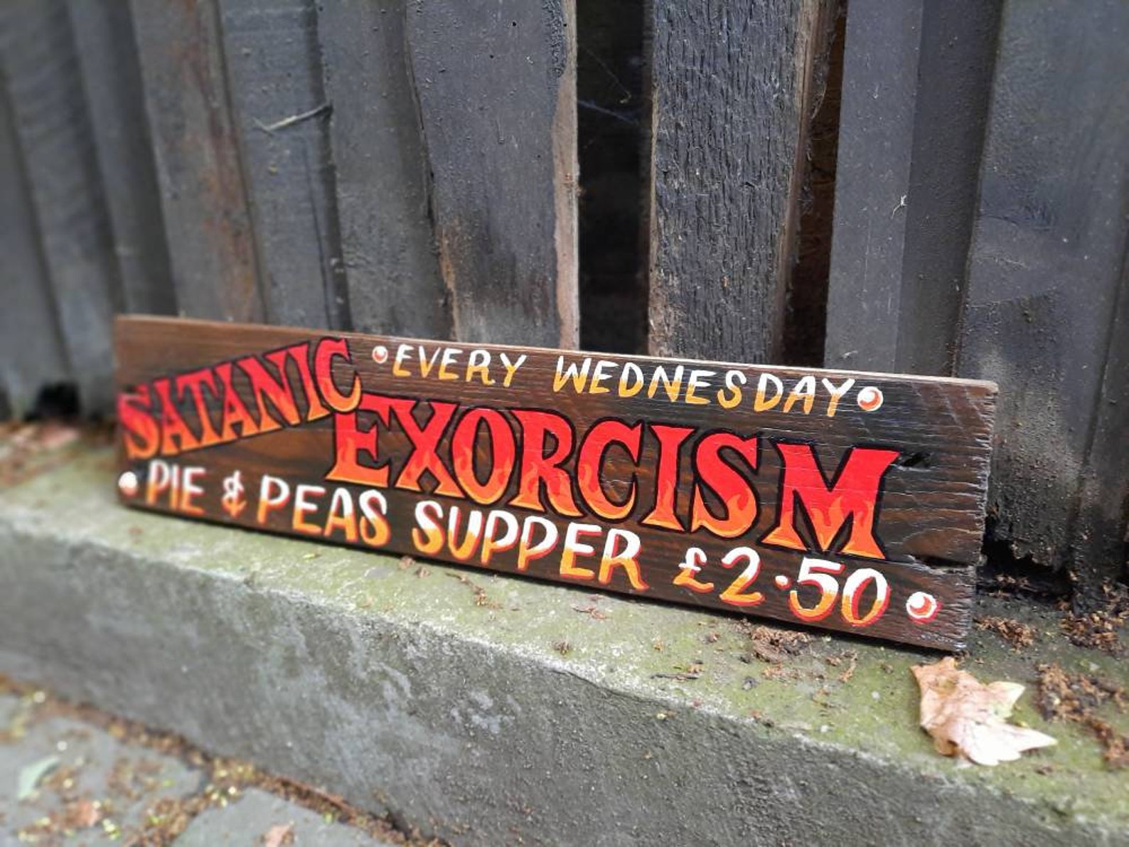 Hand Painted Vintage Style Horror Sign Satanic Exorcism | Etsy