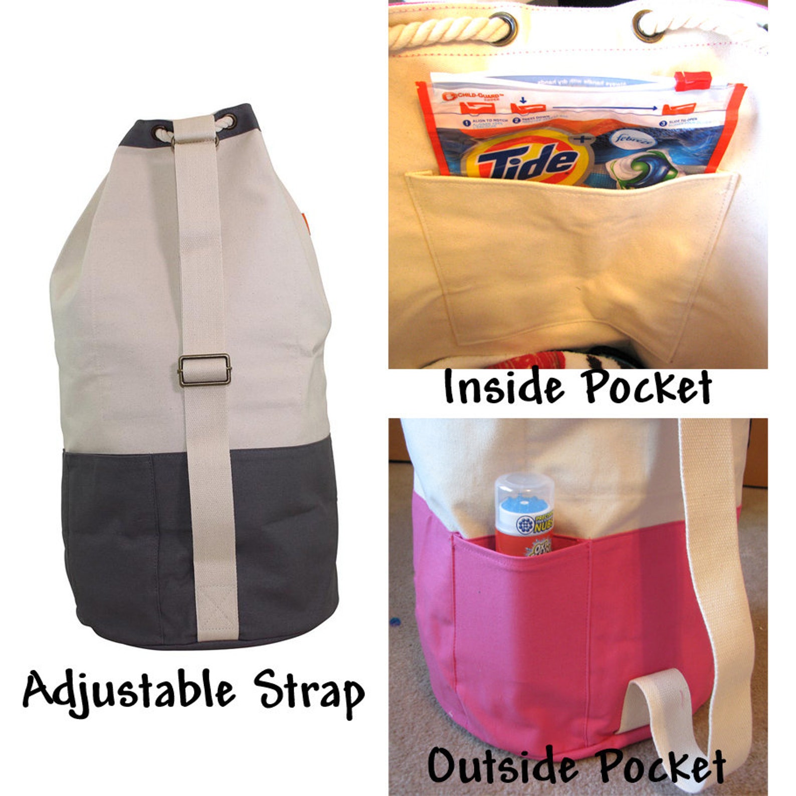 Heavy Duty Canvas Monogrammed Laundry Bag Hamper for College - Etsy