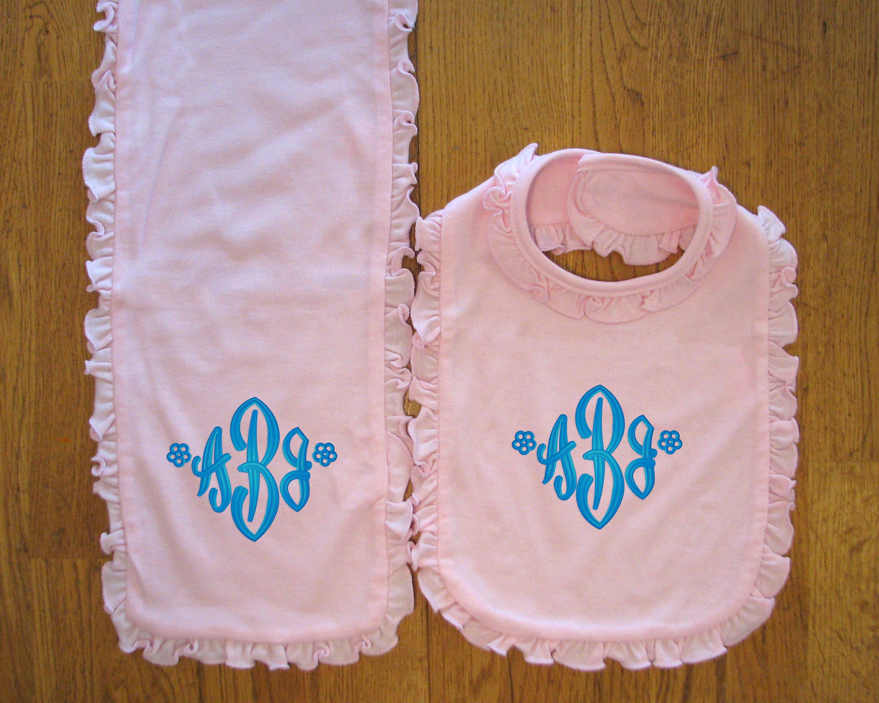 Monogrammed Ruffle Baby Bibs and or Burp Cloths for Baby | Etsy