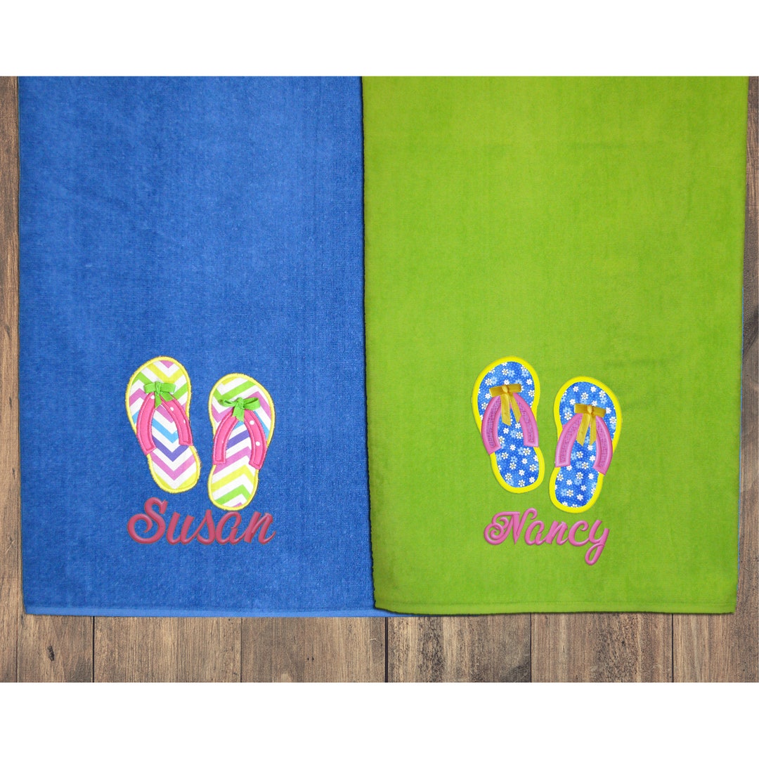 Oversized Adult or Kids Personalized Beach Towel With Flip Flops, Large ...