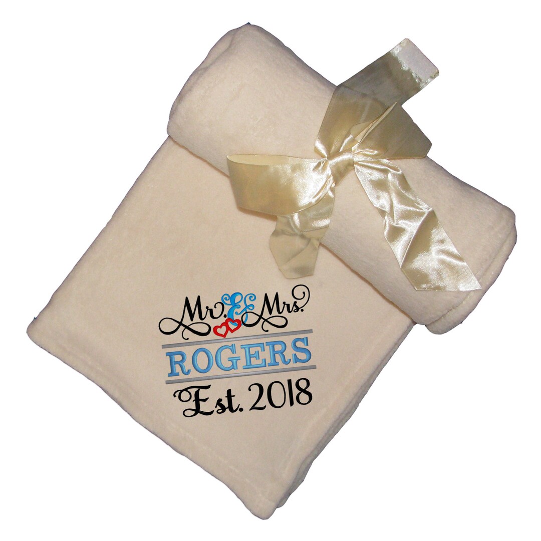 Personalized Wedding Blanket for Newlywed Gift, Monogrammed Wedding ...