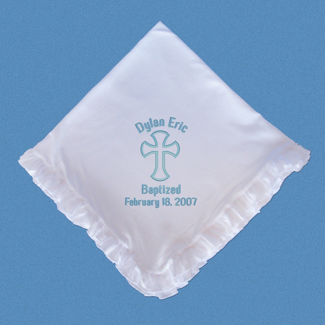 Embroidered Girl Baptism Blanket, Boy Baptism Gift, Personalized ...
