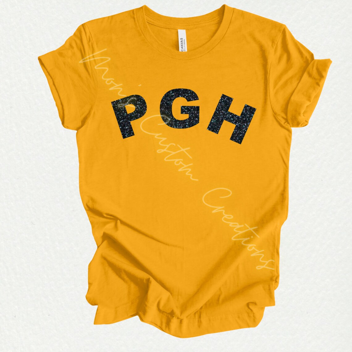 Pittsburgh PGH | Football | BLINGY Black Glitter Gold Yellow Shirt ...