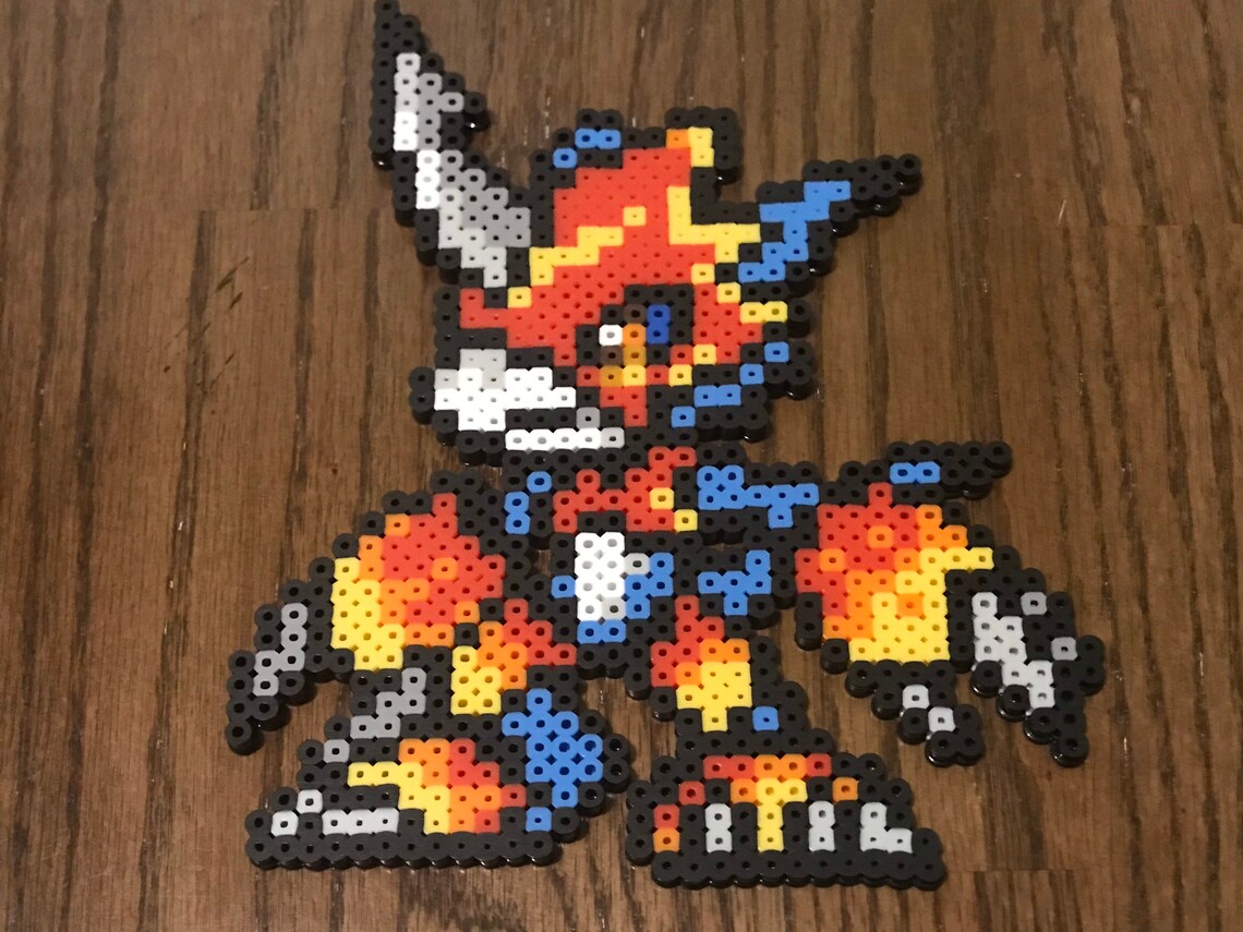 Digimon Guilmon Flamedramon Perler Bead Art - Etsy