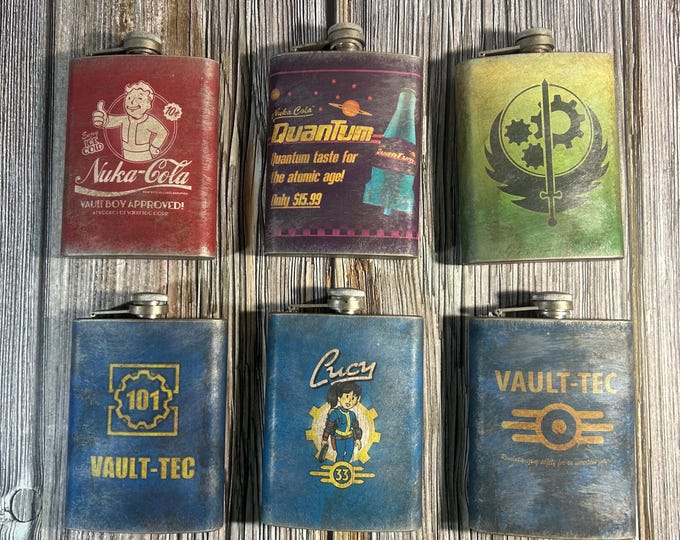 Custom Flask Fallout Vault Tec Lucy Nuka Cola Quantum 101 Brotherhood ...