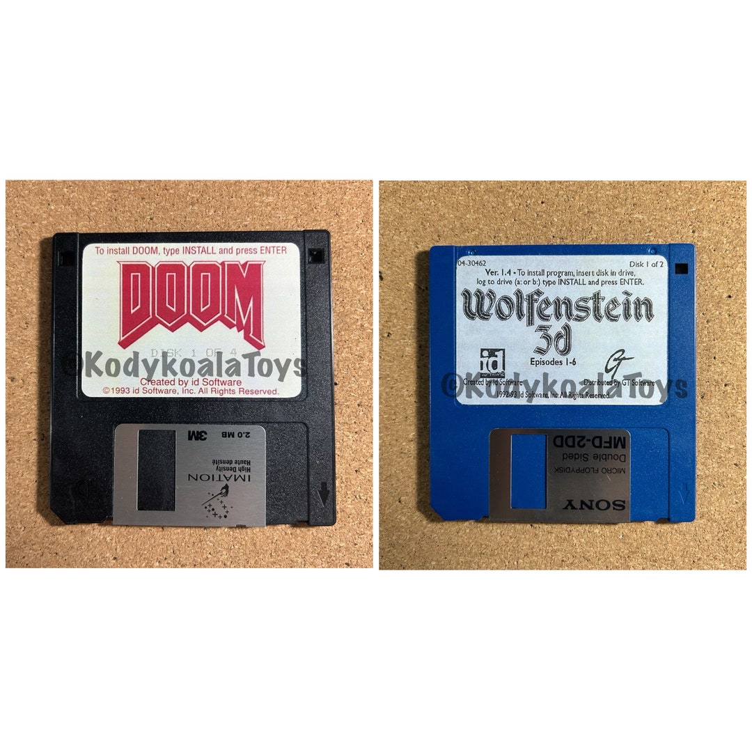 Retro Floppy Disks With Doom and Wolfenstein Labels - Etsy
