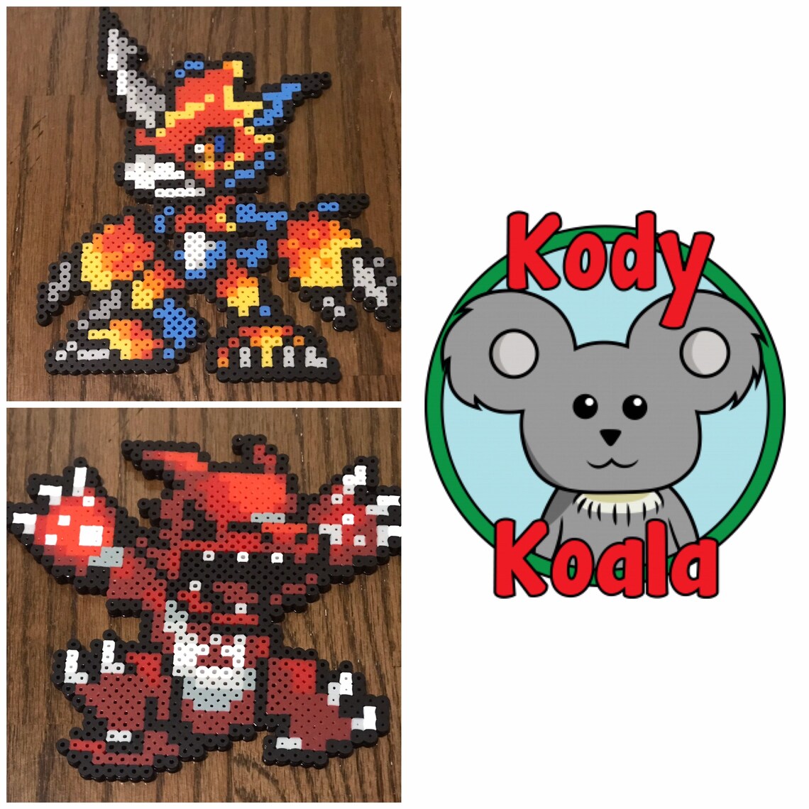 Digimon Guilmon Flamedramon Perler Bead Art - Etsy