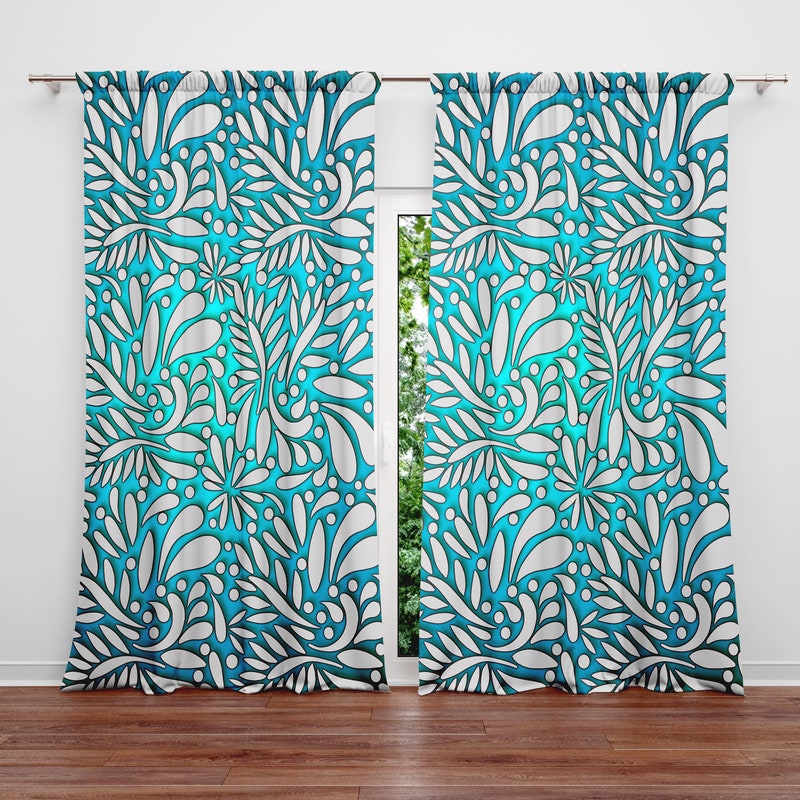 Teal Curtains - Etsy