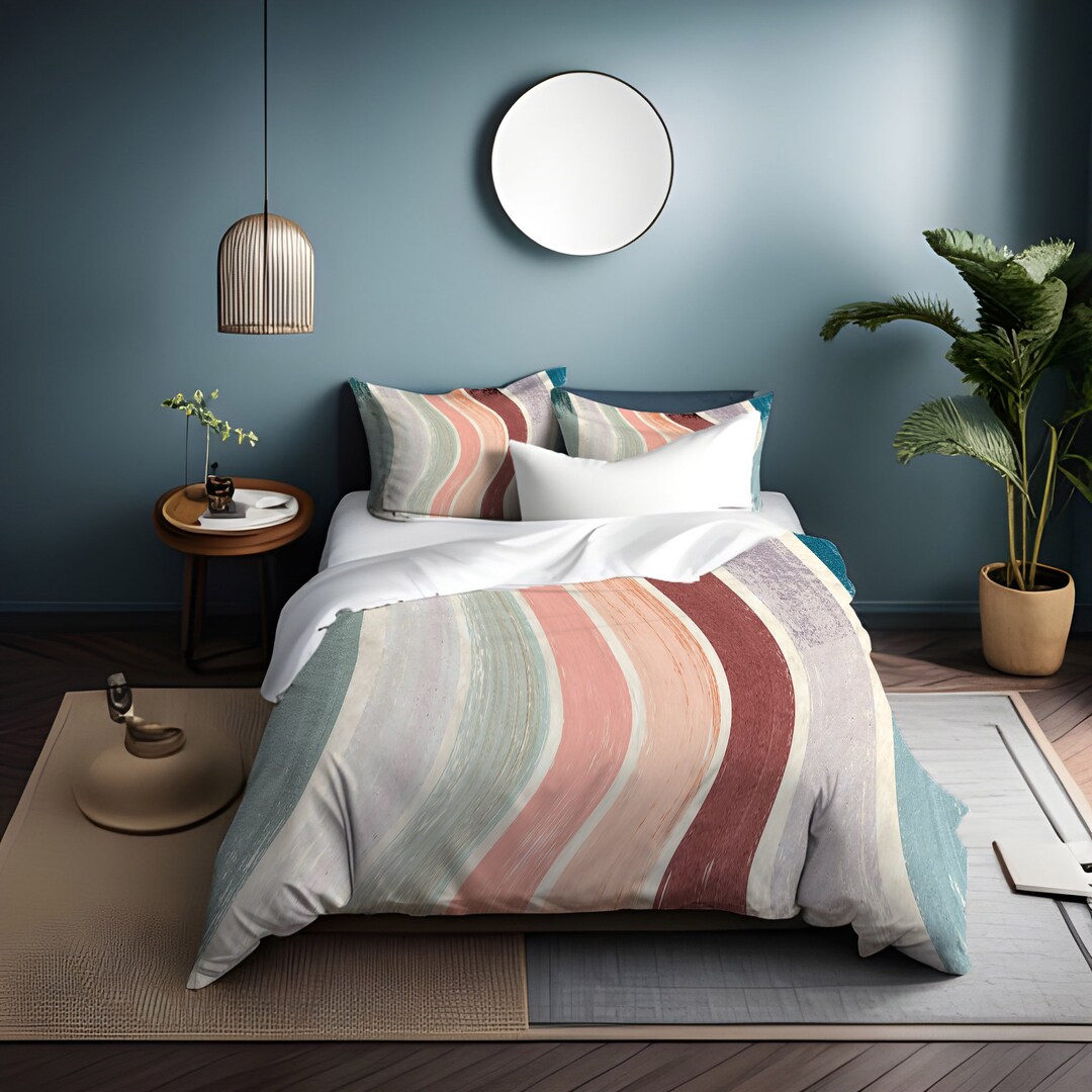 Warped Pastel Paint Stripes Comforter or Duvet Cover | Twin, Queen ...