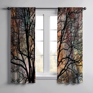 Abstract Tree Silhouette Window Curtains | Lined and Unlined Window ...