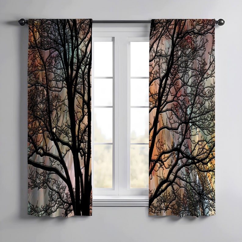 Abstract Tree Silhouette Window Curtains | Lined and Unlined Window ...