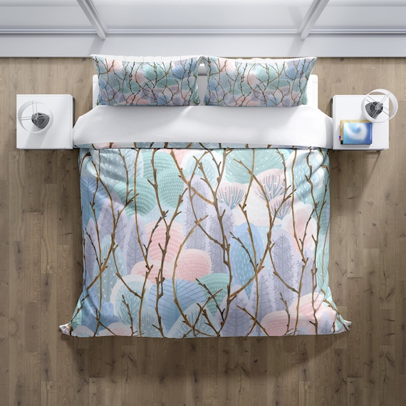 Watercolor Trees & Sticks Pattern Comforter or Duvet Cover | Etsy