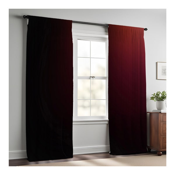 Red Black Curtains - Etsy