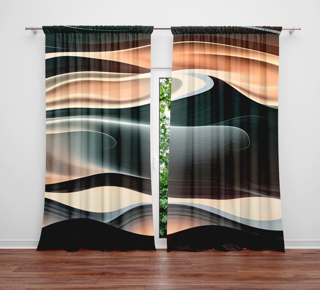 Japanese Style Blowing Wind Window Curtains - Stylized Abstract ...