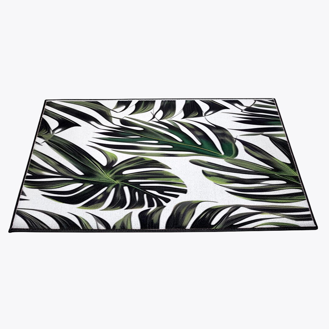 Tropical Monstera Door Mat - Lush Green Leaf Design - Etsy