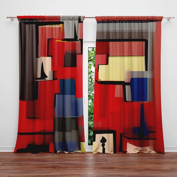 Color Block Curtain - Etsy