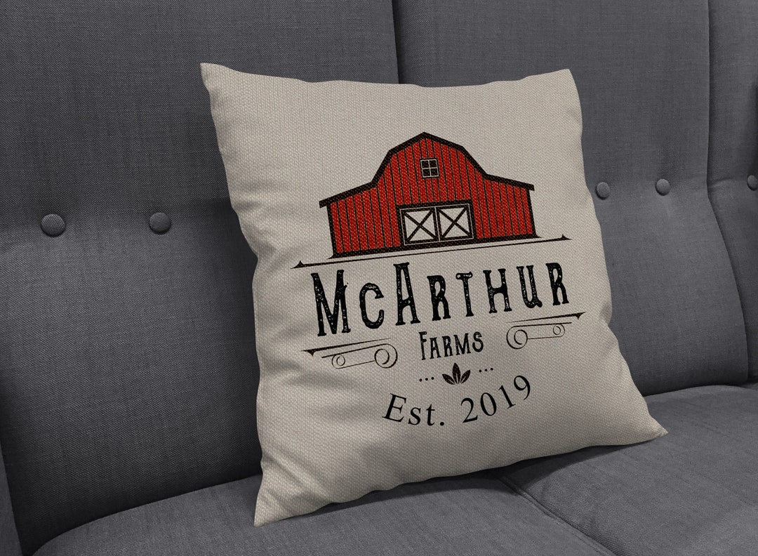 Personalized Rustic Red Barn Farm Throw Pillows Square and Rectangle ...