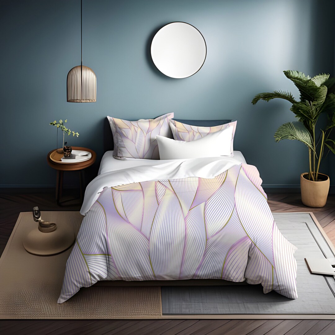 Chic Ornate Purple Leaf Pattern Comforter or Duvet Cover | Twin, Queen ...