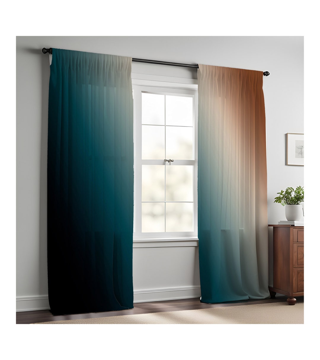 Multi Color Brown Smoke Gradient Print Window Curtains | Lined, Unlined ...
